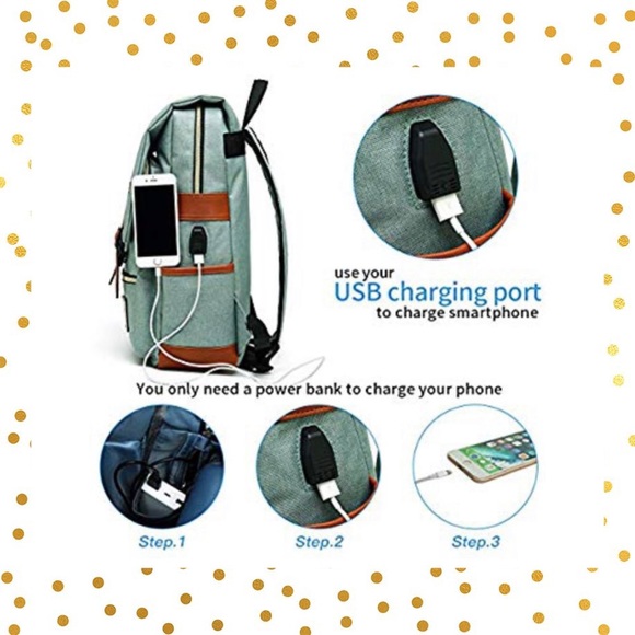 Bags | Cute Slim Laptop Backpack With Usb Charging Port | Poshmark